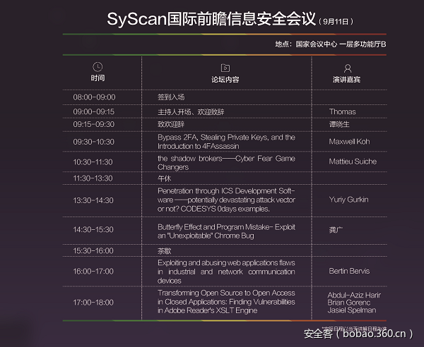 【亮点回顾】2017 SyScan360（北京）-安全客 - 安全资讯平台